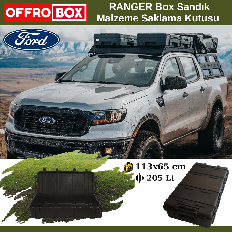 Ford Ranger Off Road Box Büyük Saklama Kutusu Off Road Sandık 113x65X28 cm